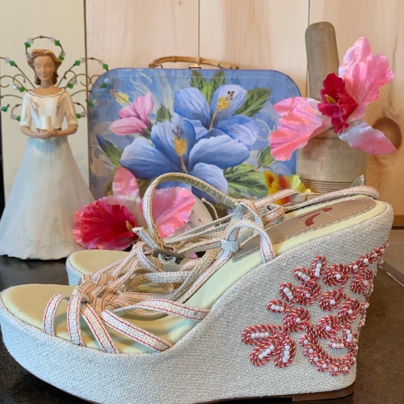 Report | Shoes | Report Platform Wedge Beaded Heels | Poshmark